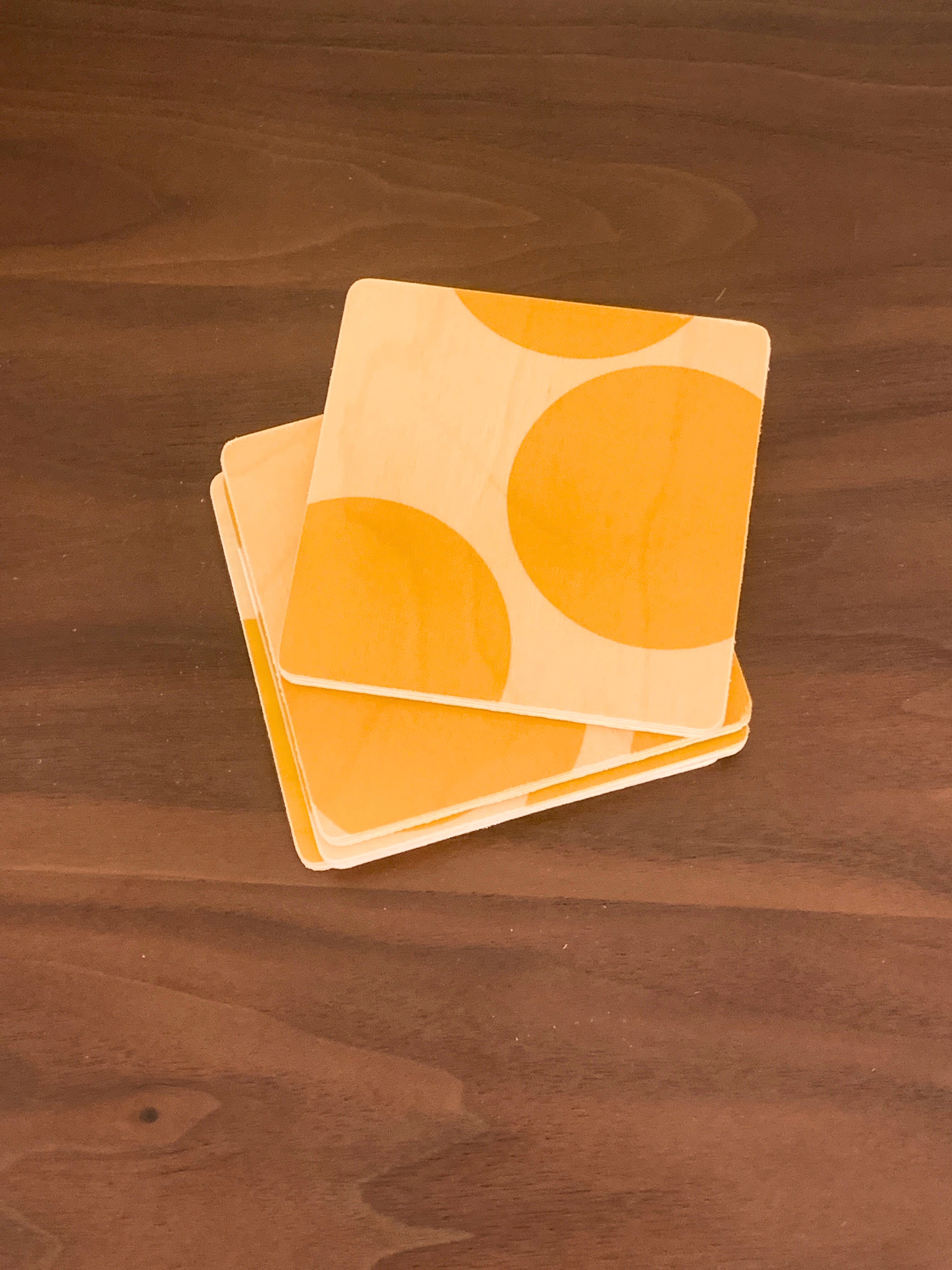 Yellow Dot Wood Coasters (Set of 4) – I AM & CO